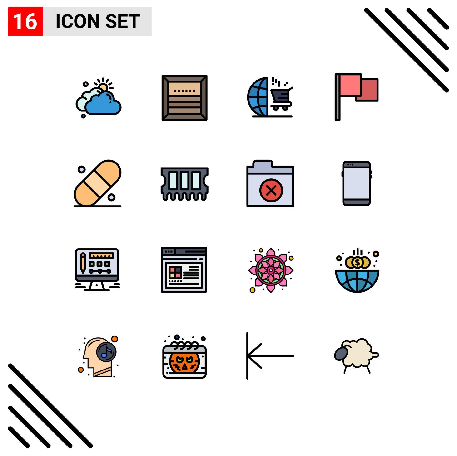Stock Vector Icon Pack Of 16 Line Signs And Symbols For Patch Ui