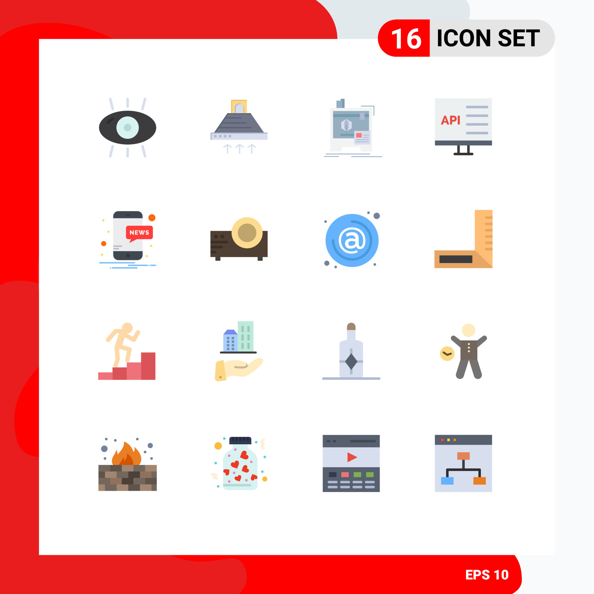 16 Thematic Vector Flat Colors And Editable Symbols Of Develop Coding Exhaust App Printer