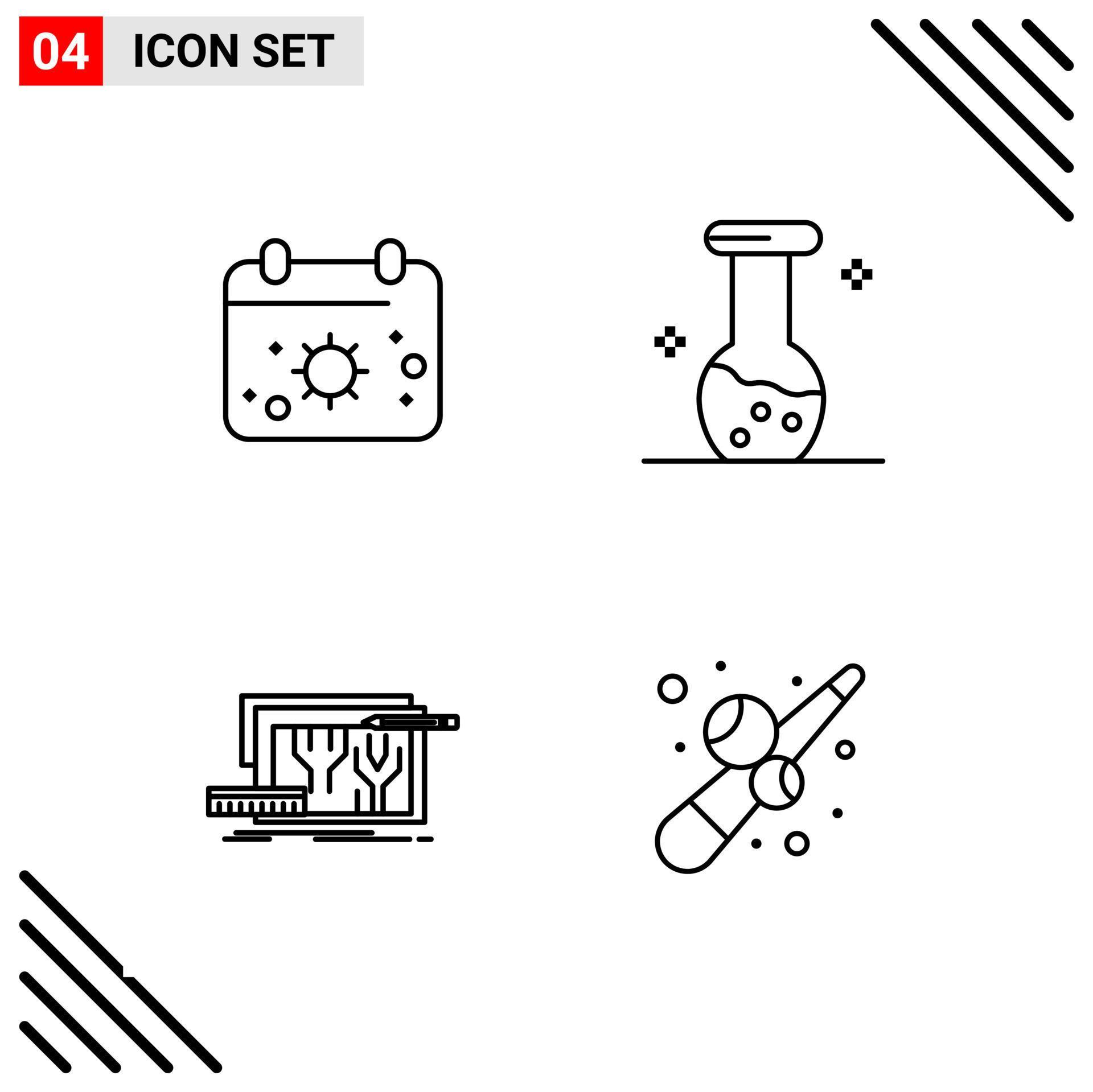 Pixle Perfect Set Of 4 Line Icons Outline Icon Set For Webite Designing And Mobile Applications