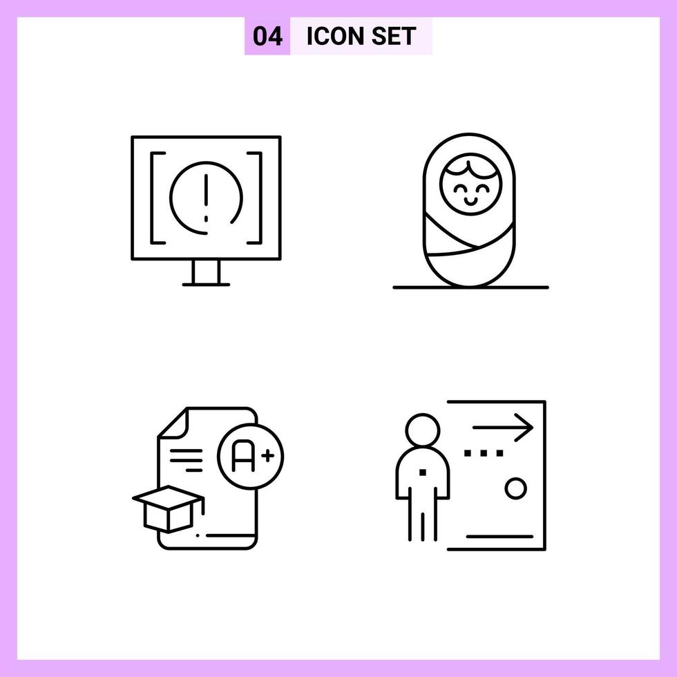 4 Icons in Line Style. Outline Symbols on White Background. Creative ...