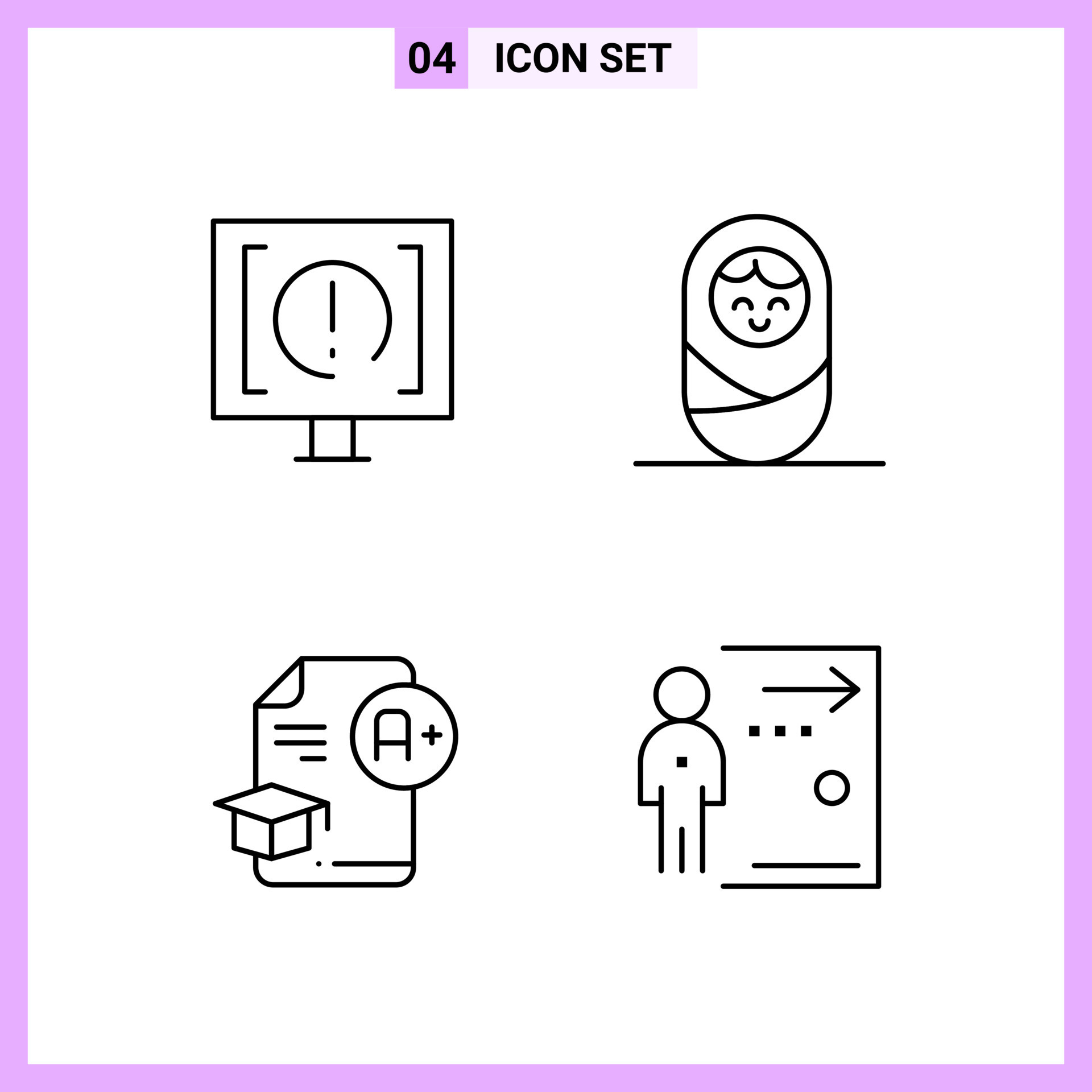 4 Icons in Line Style. Outline Symbols on White Background. Creative ...