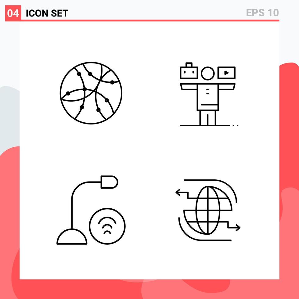 Collection of 4 Vector Icons in Line style. Modern Outline Symbols for ...
