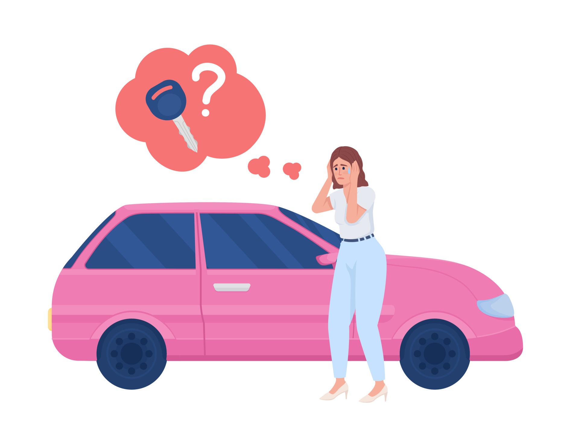 Señora Perdió Las Llaves Del Coche Carácter Vectorial De Color