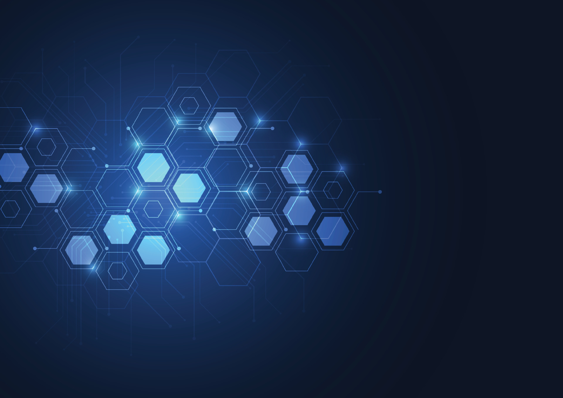 Abstract Technology Blue Hexagons Pattern Background For Network Connection Concept With Mesh