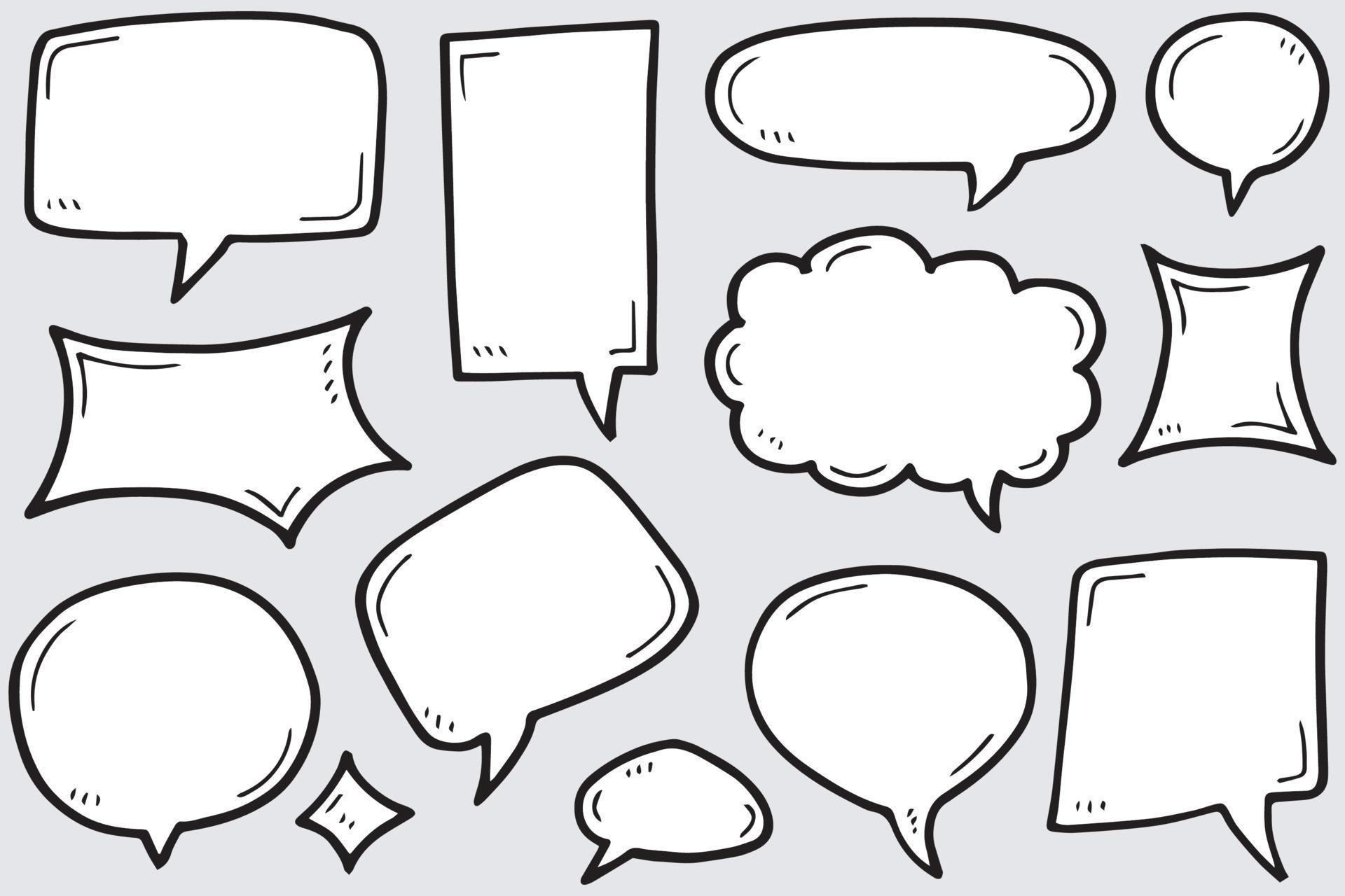 Hand drawn set of speech bubbles isolated . Doodle set element. Vector ...