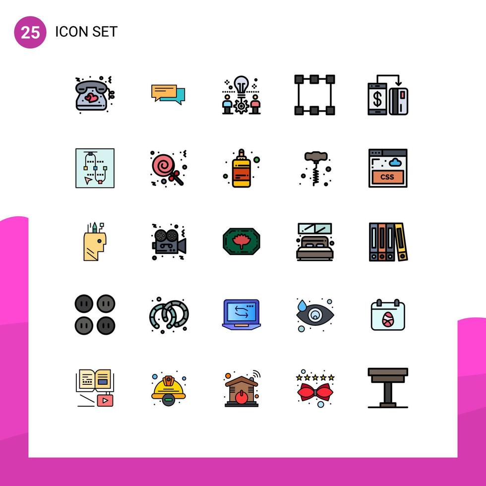 Set Of 25 Modern Ui Icons Symbols Signs For Points Setting Conversation Solution Bulb Editable
