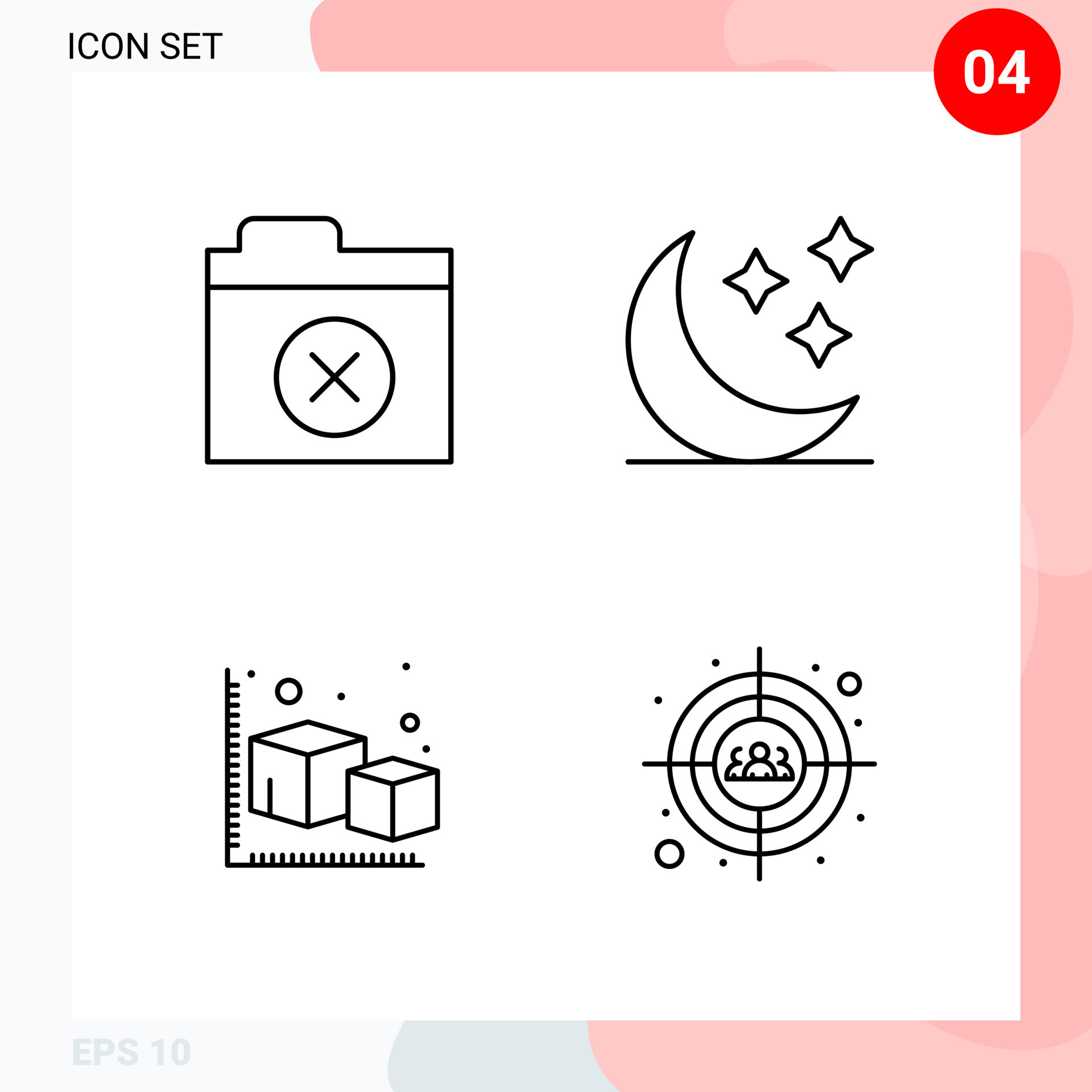 Vector Pack Of 4 Icons In Line Style Creative Outline Pack Isolated On White Background For Web