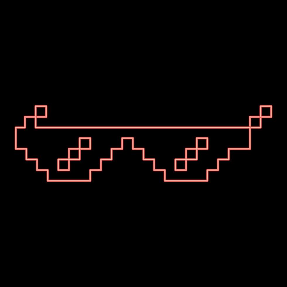Neon Sun Glasses Pixel Red Color Vector Illustration Image Flat Style 14967170 Vector Art At