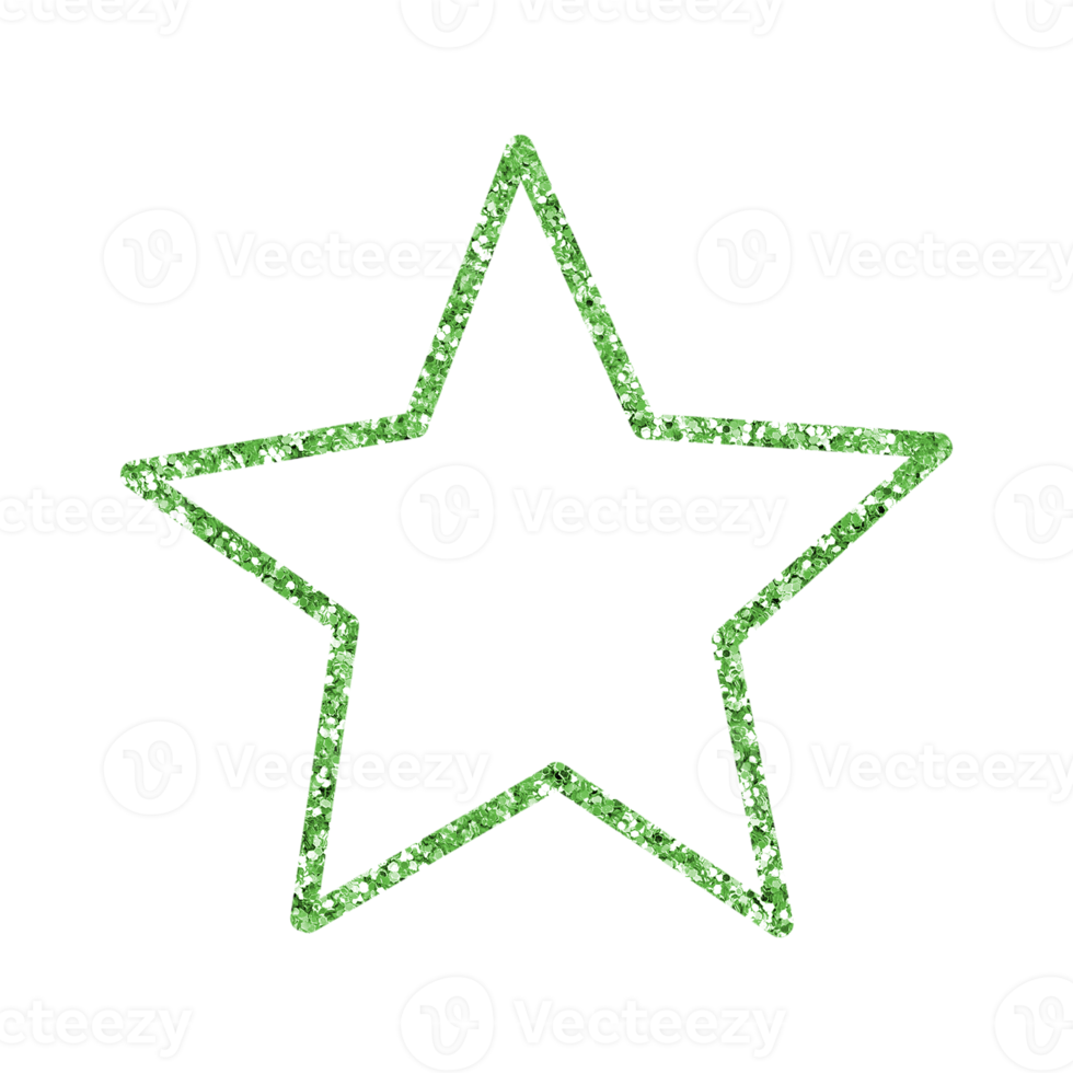 Green Star Glitter Outlined 14967807 PNG