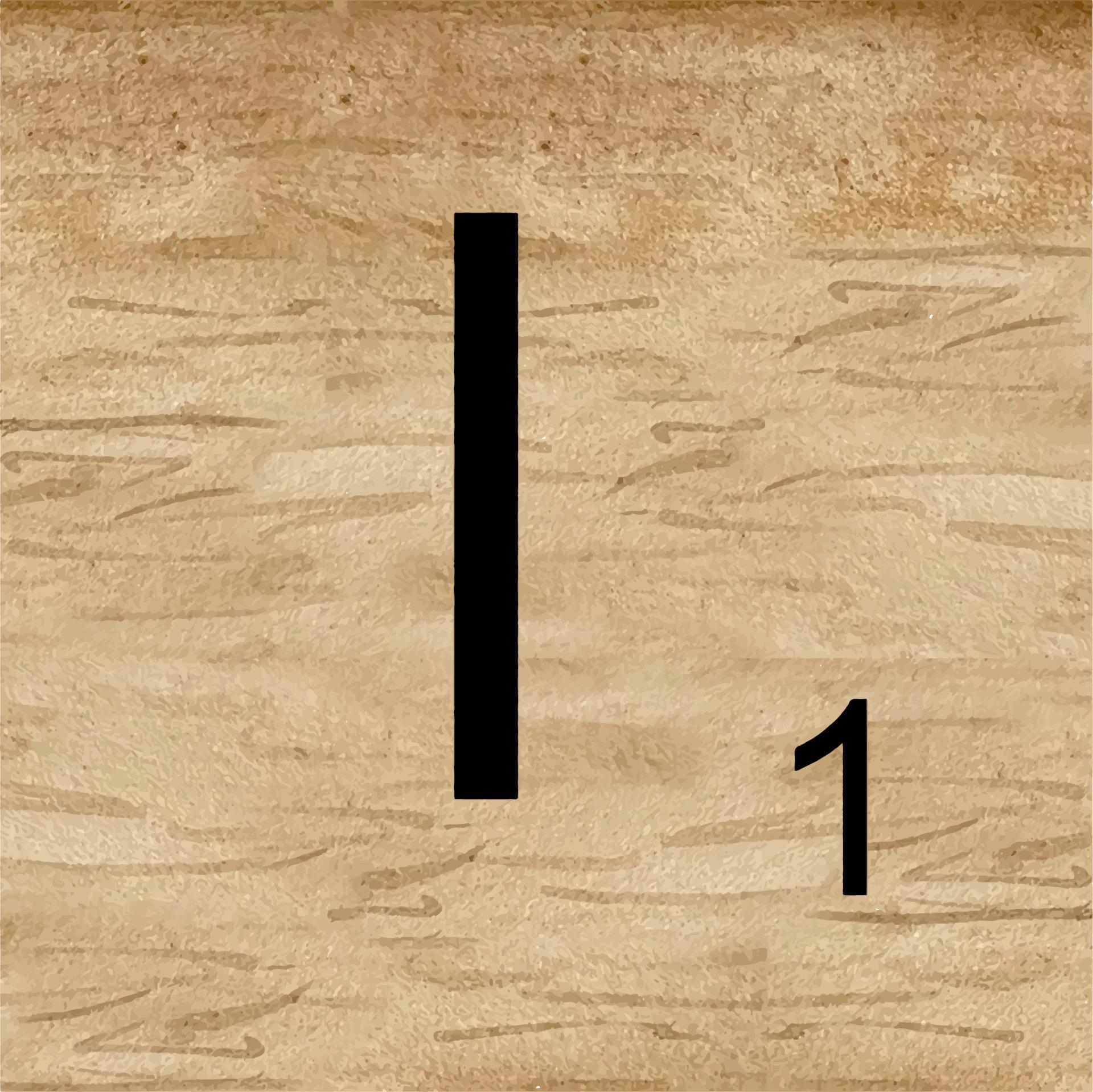 Watercolor illustration of Letter I in scrabble alphabet. Wooden ...