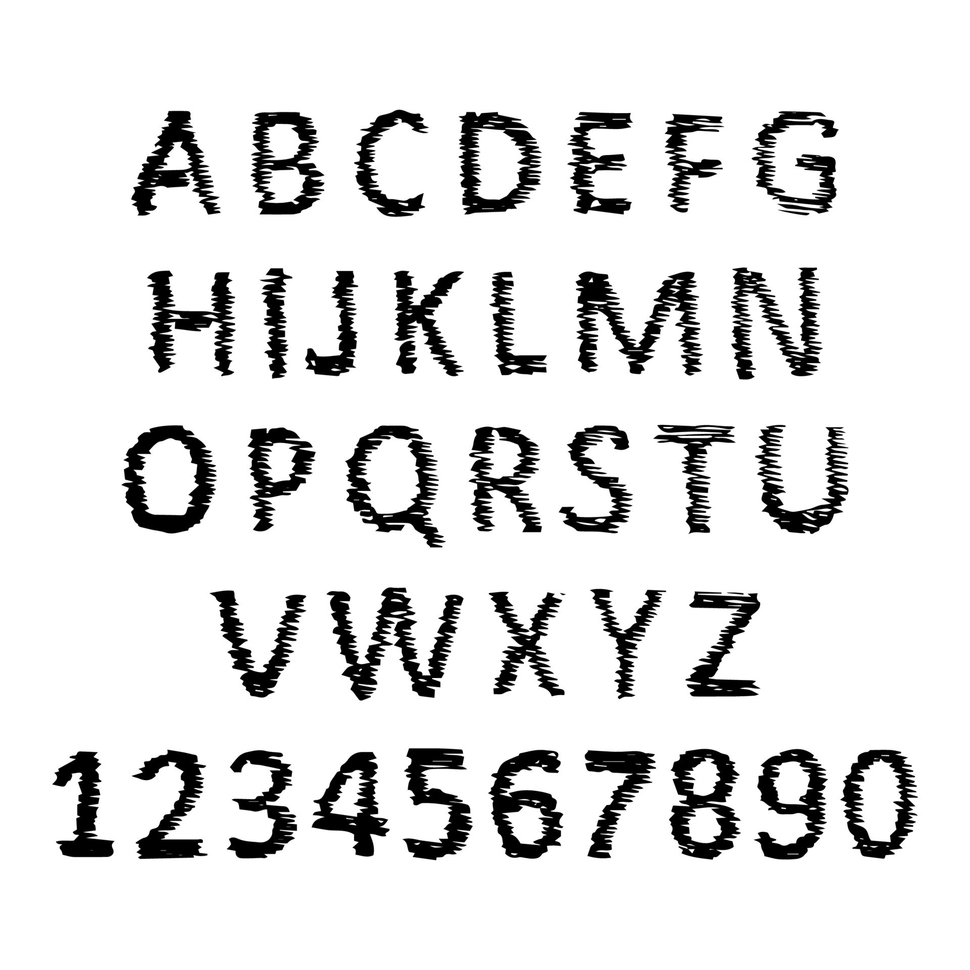 Hand Drawn Latin Alphabet Letters And Numbers Uppercase Modern Font