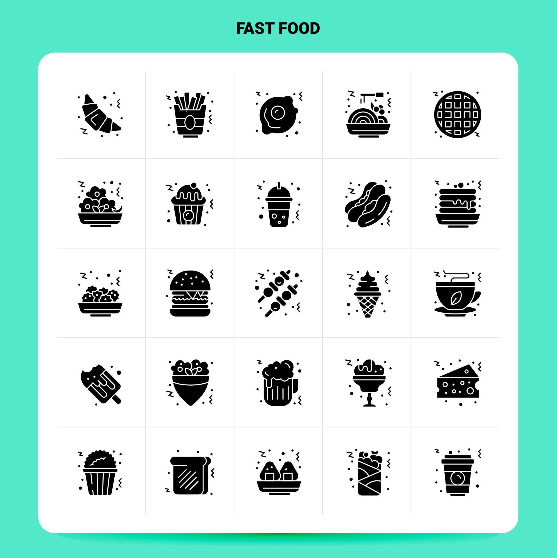 Solid 25 Fast Food Icon set Vector Glyph Style Design Black Icons Set ...