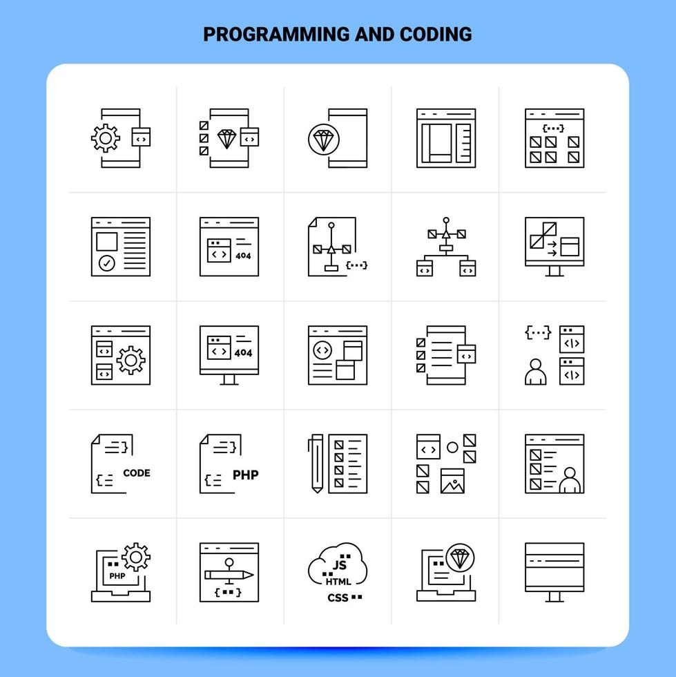 esquema 25 conjunto de iconos de programación y codificación diseño de ...