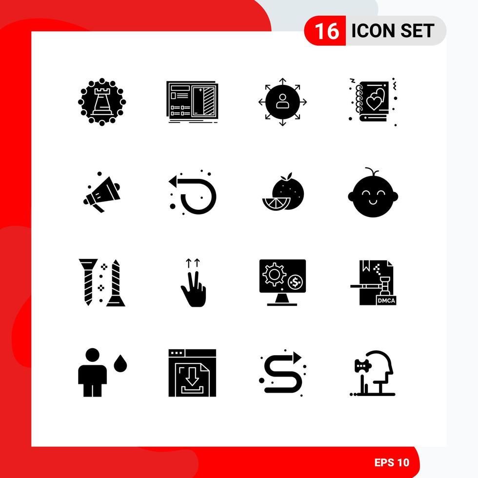 Set of 16 Modern UI Icons Symbols Signs for book person plan human career Editable Vector Design ...