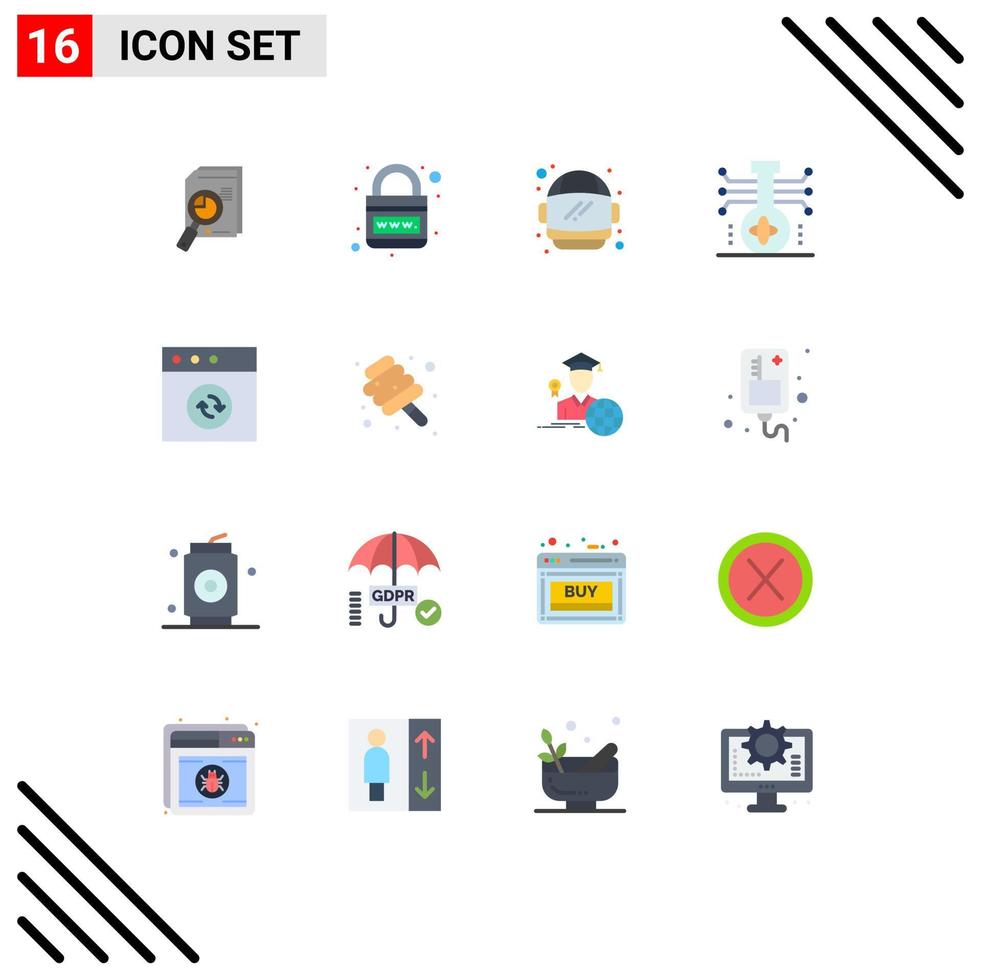 Mobile Interface Flat Color Set Of 16 Pictograms Of Molecule Chemistry