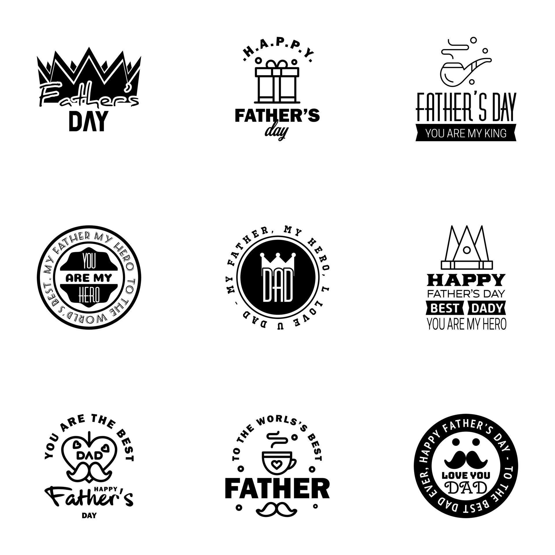 Love You Papa Card Design For Happy Fathers Day Typography Collection 9 Black Design Editable