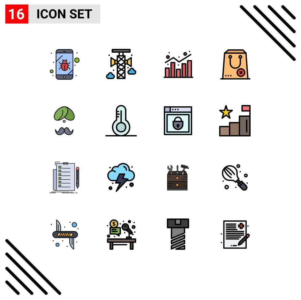 16 User Interface Flat Color Filled Line Pack of modern Signs and ...