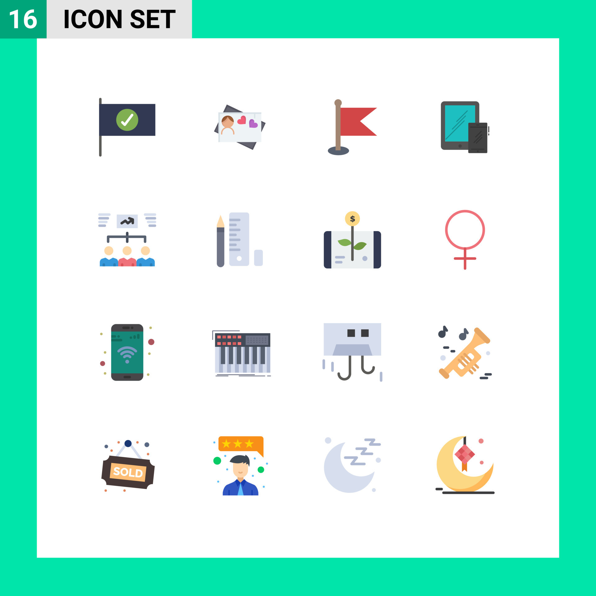 16 Thematic Vector Flat Colors And Editable Symbols Of Project Team Map Phone Mobile Editable