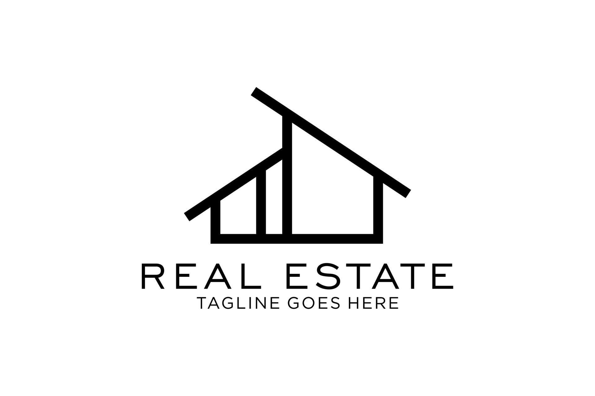 Letter D Simple modern building architecture logo design with line art ...