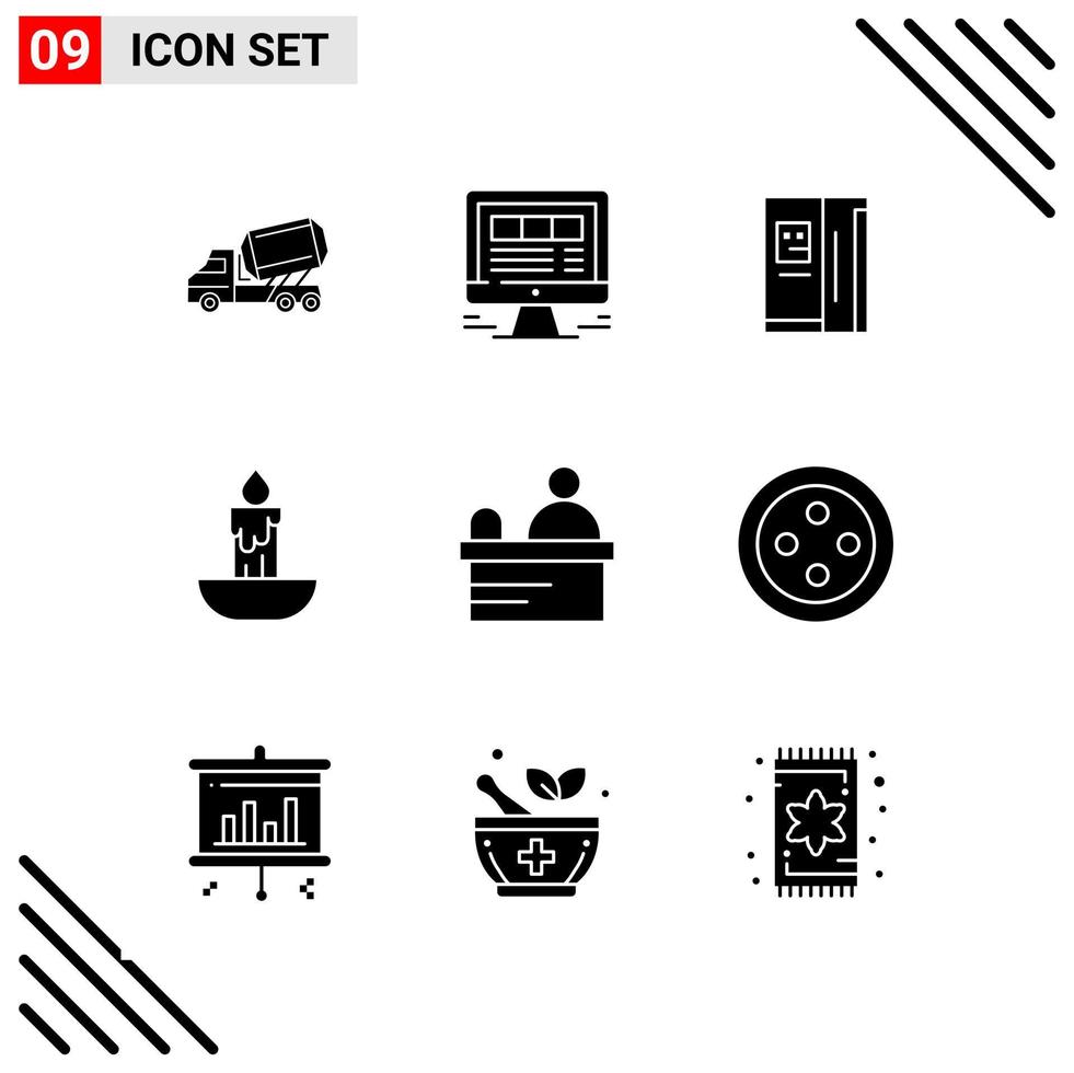 Pixle Perfect Set of 9 Solid Icons. Glyph Icon Set for Webite Designing and Mobile Applications ...