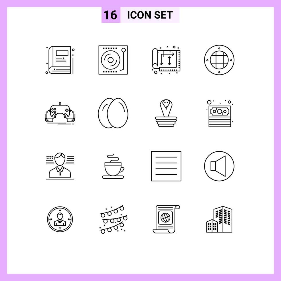 Stock Vector Icon Pack of 16 Line Signs and Symbols for game light ...