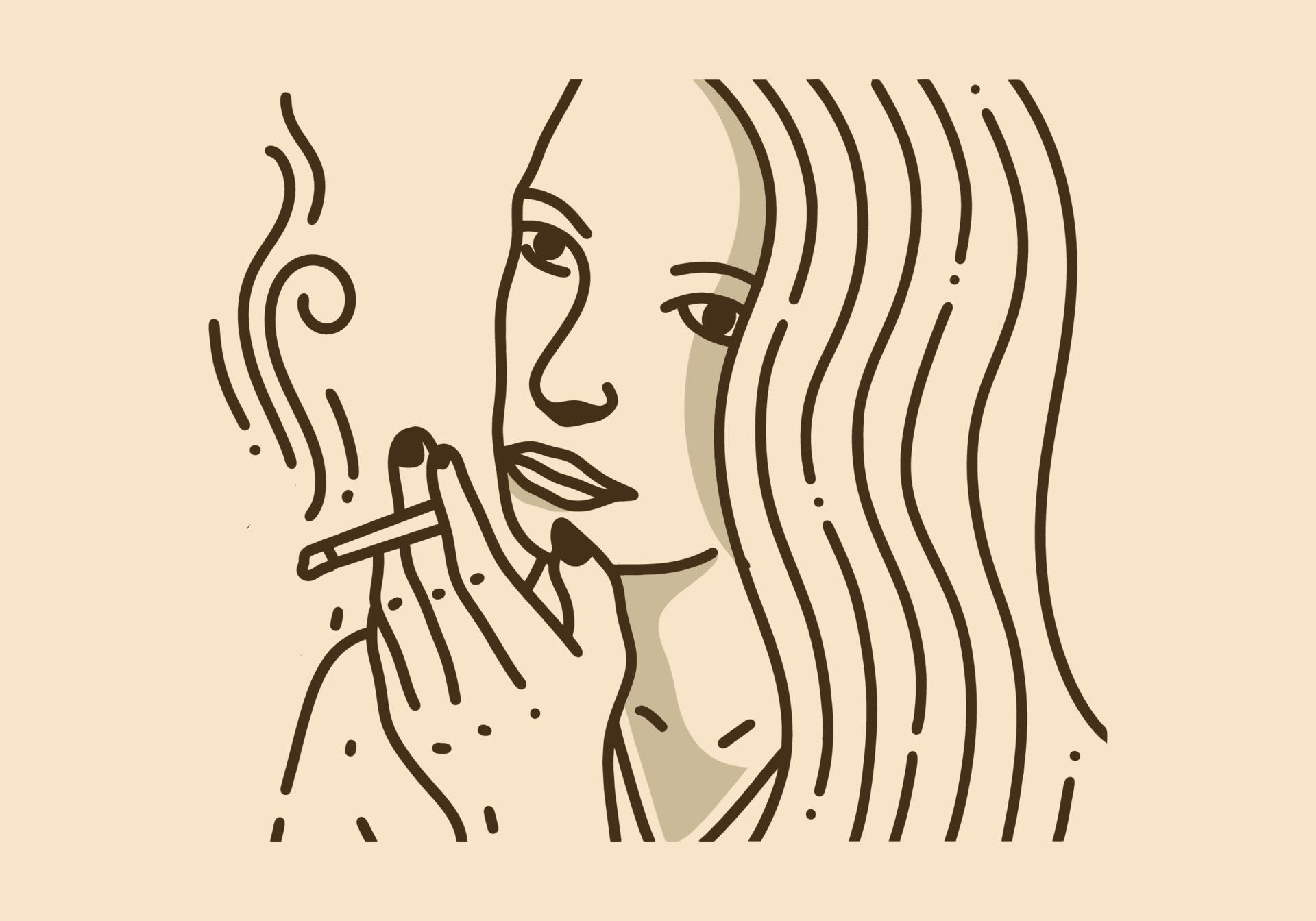 Vintage Illustration Of Woman Smoking 14990019 Vector Art At Vecteezy