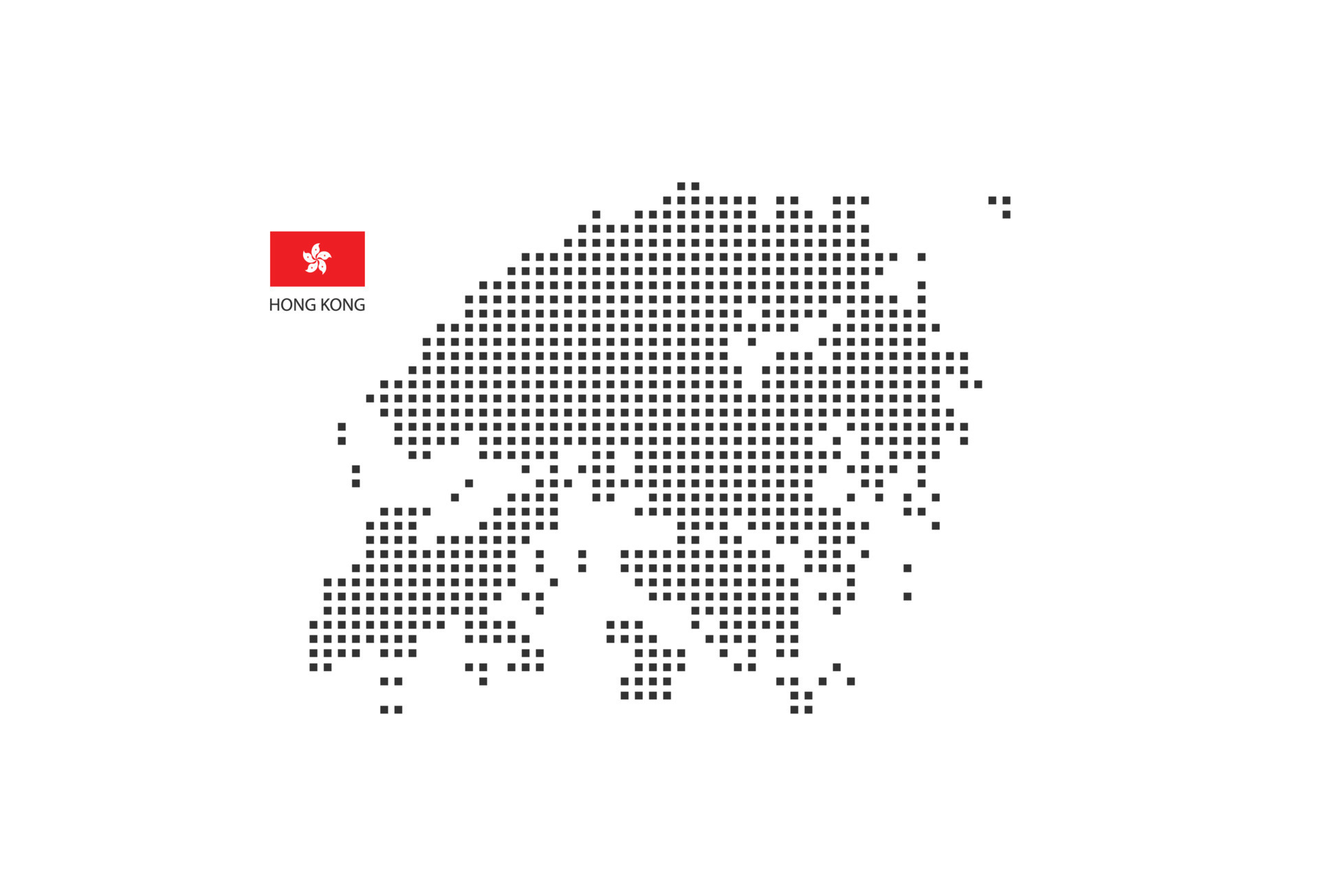 Vector square pixel dotted map of Hong Kong isolated on white ...