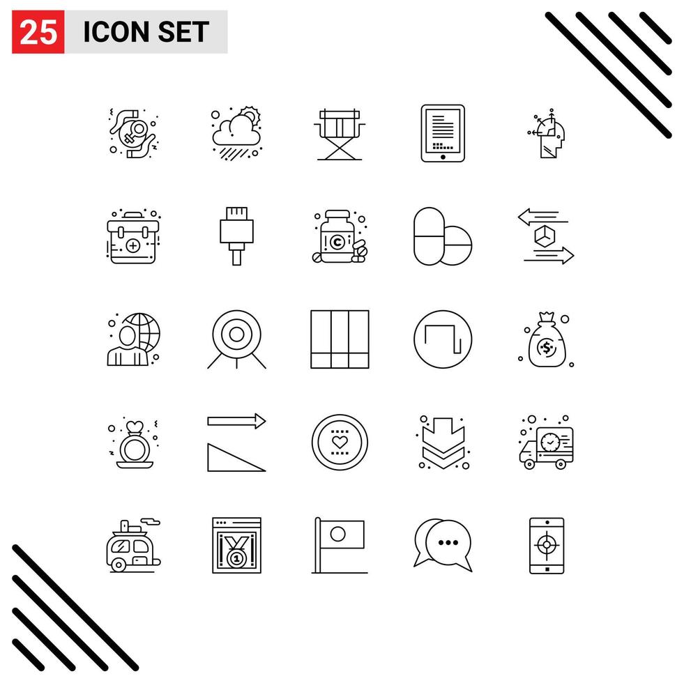 User Interface Pack Of 25 Basic Lines Of User Hardware Weather Coding Foldable Editable Vector