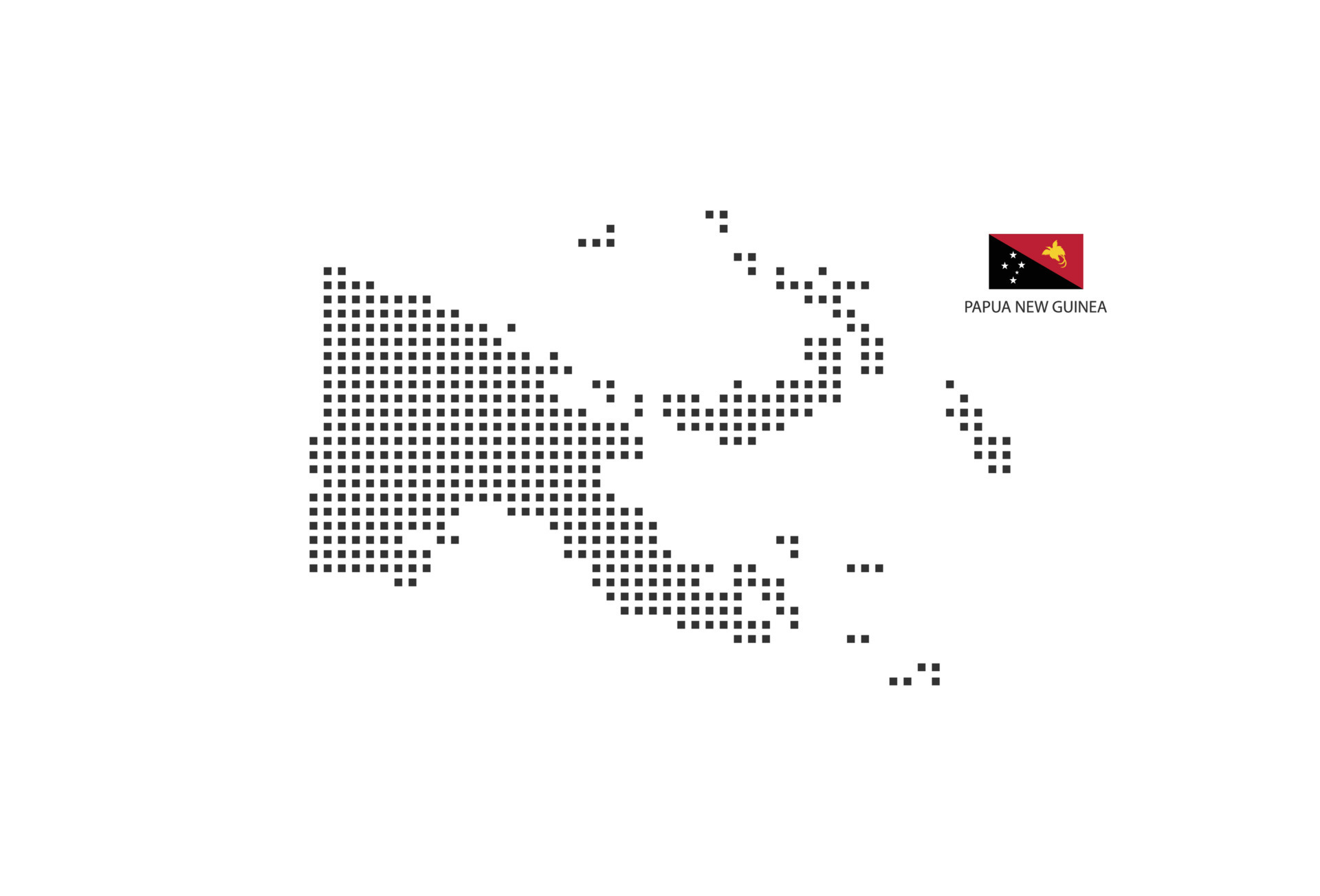 Vector square pixel dotted map of Papua New Guinea isolated on white ... Vector square pixel dotted map of Papua New Guinea isolated on white ...
