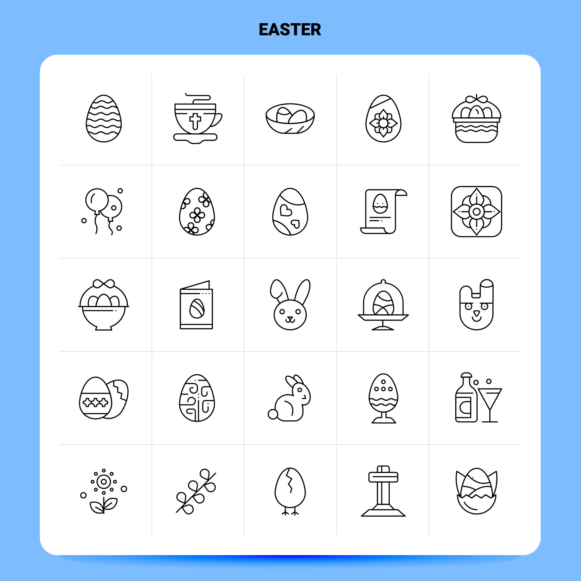 Outline 25 Easter Icon Set Vector Line Style Design Black Icons Set Linear Pictogram Pack Web