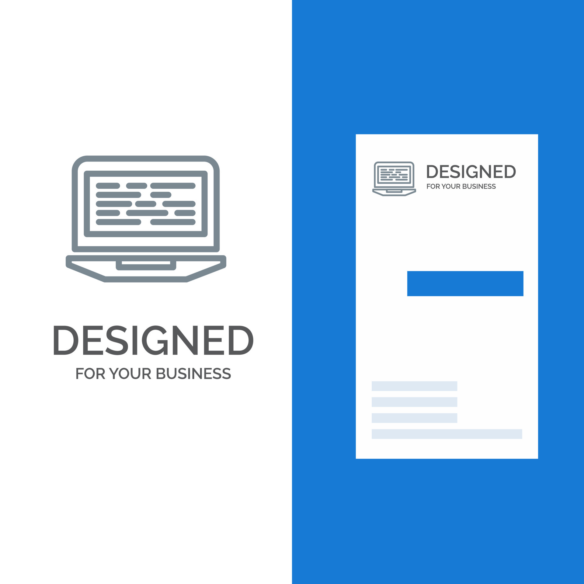 Laptop Coding Code Screen Computer Grey Logo Design And Business Card Template 14991542 Vector