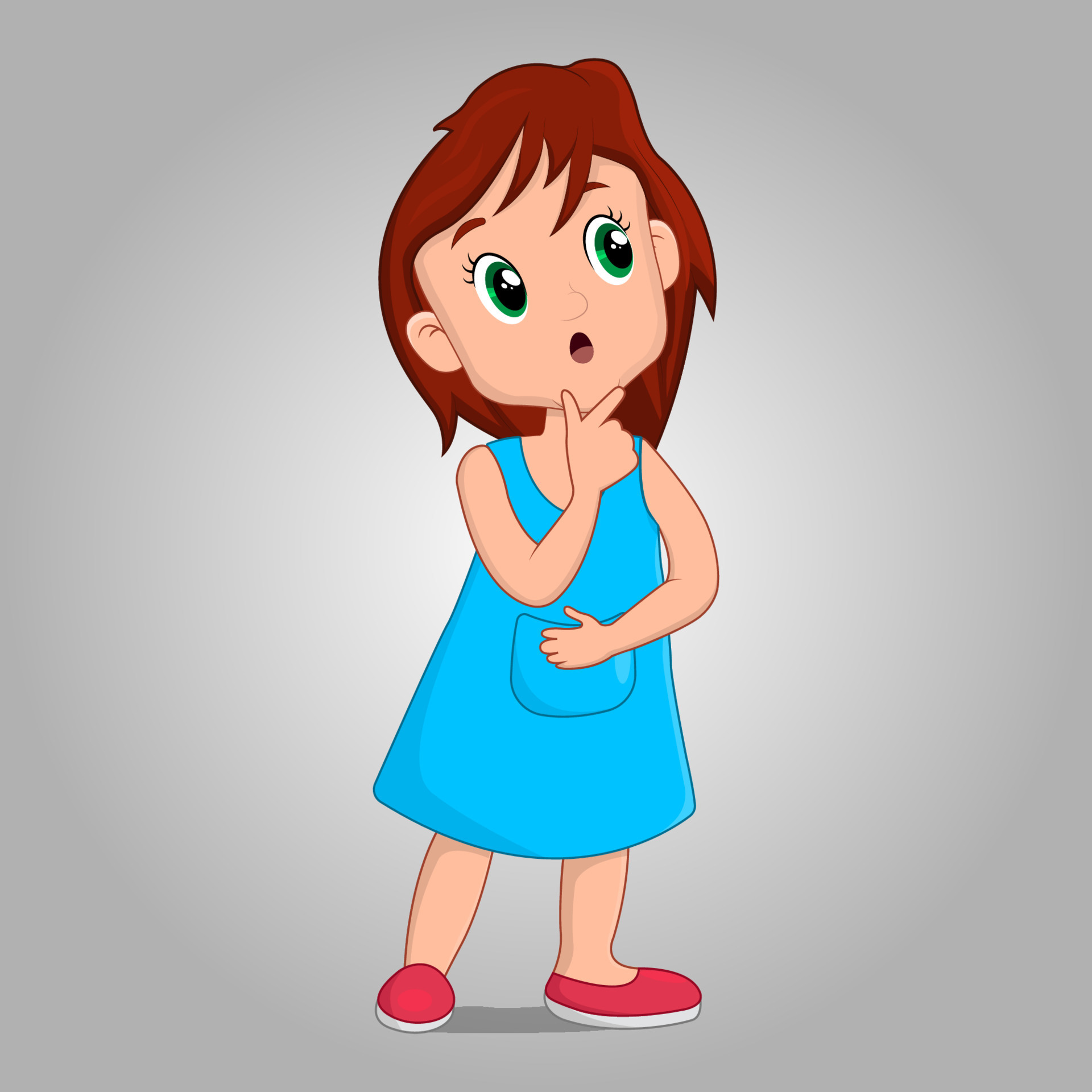 Cute Little girl thinking pose, 2d cartoon character vector 14992113 ... Cute Little girl thinking pose, 2d cartoon character vector 14992113 ...