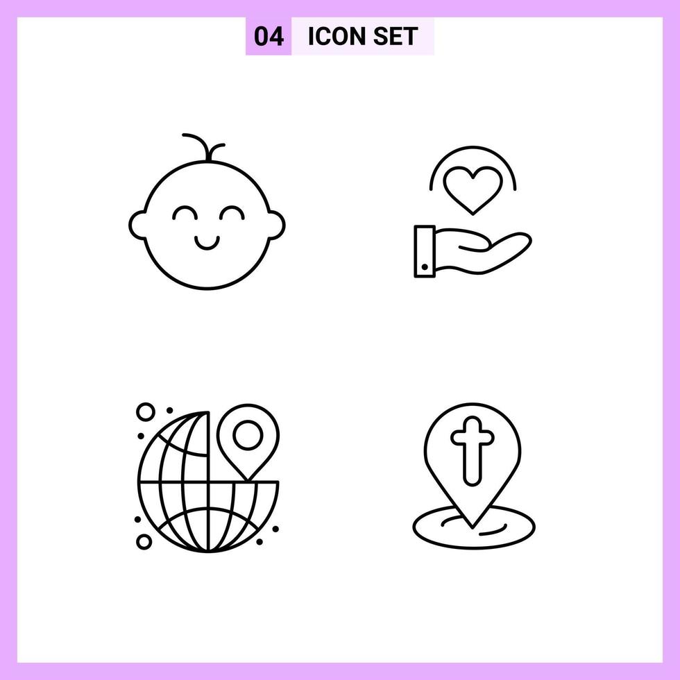 4 Icons In Line Style Outline Symbols On White Background Creative Vector Signs For Web Mobile