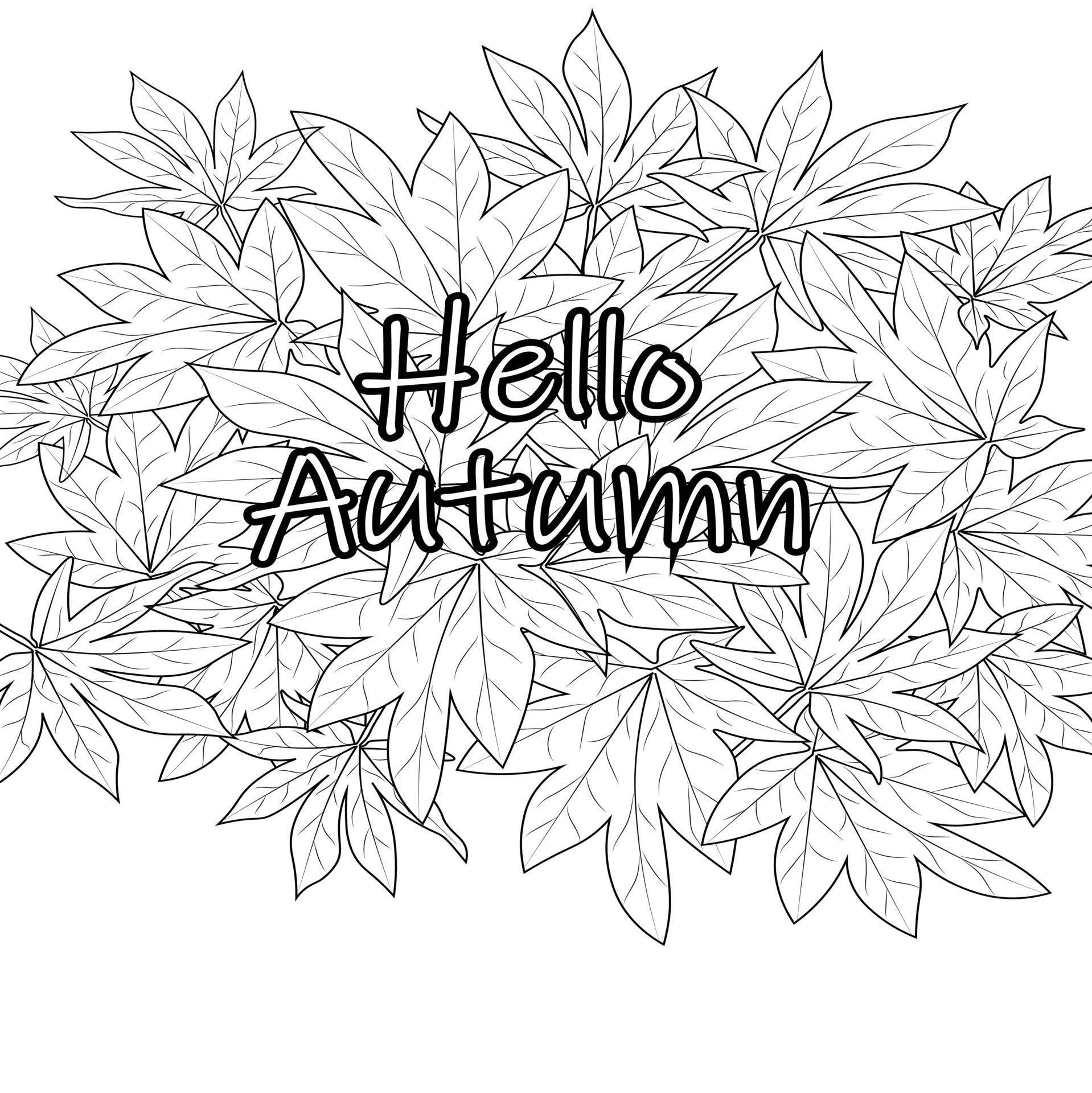 Hello fall coloring book sketch art . 14995032 Vector Art at Vecteezy
