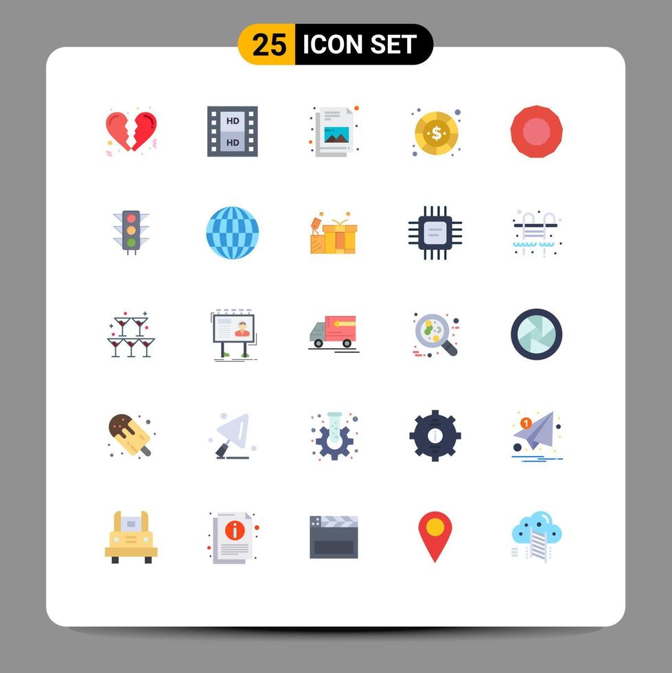 Mobile Interface Flat Color Set Of 25 Pictograms Of Trafic Action File