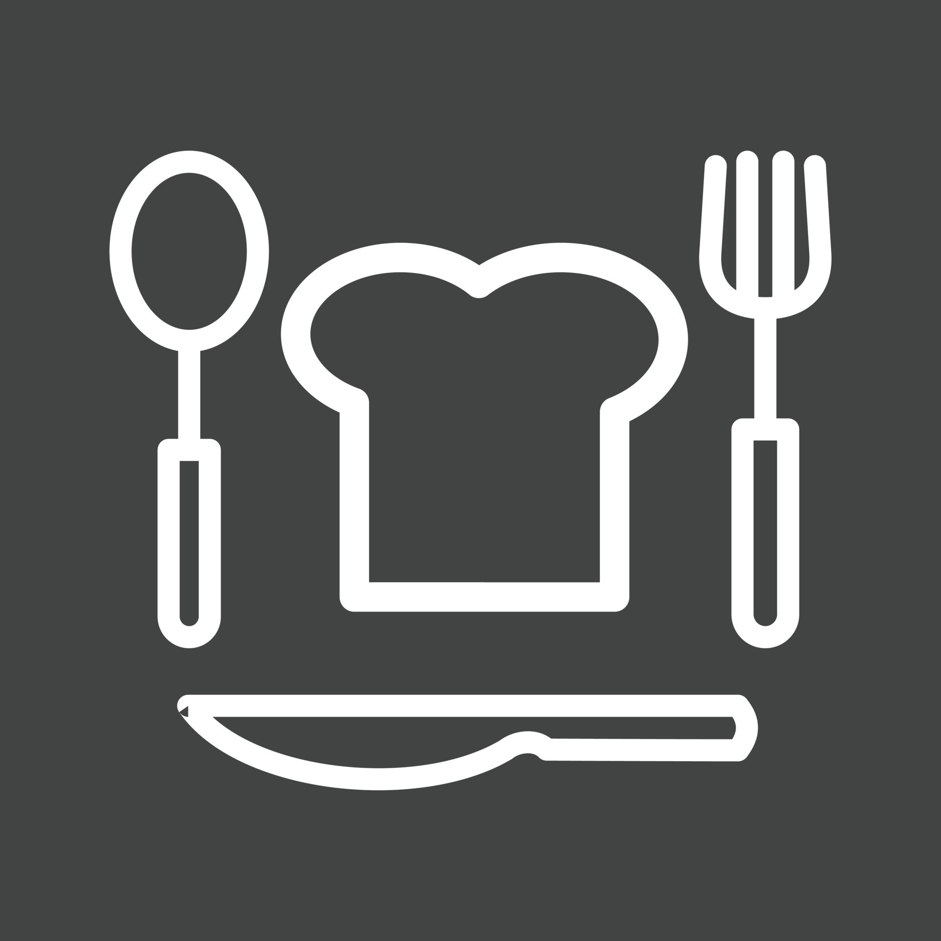Chef Hat And Cutlery Line Inverted Icon 14999130 Vector Art At Vecteezy