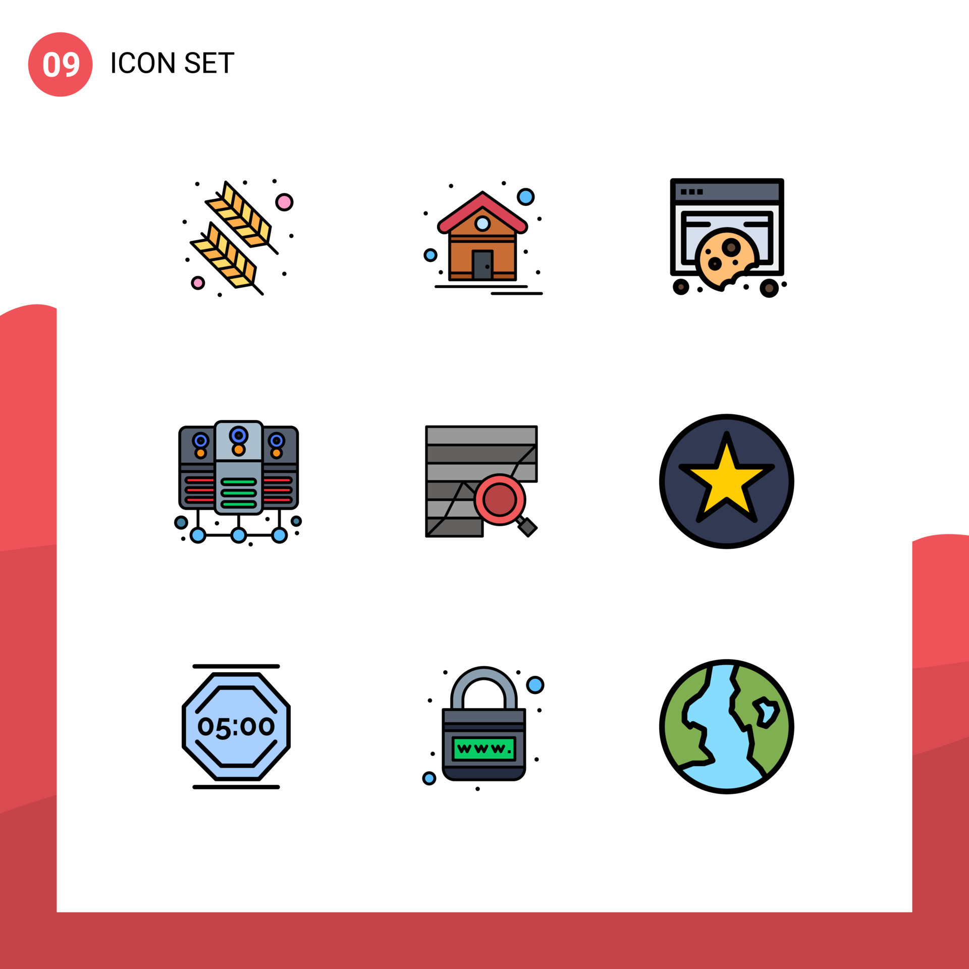 Set Of 9 Modern Ui Icons Symbols Signs For Analytic Shared Compliance Server Hosting Privacy