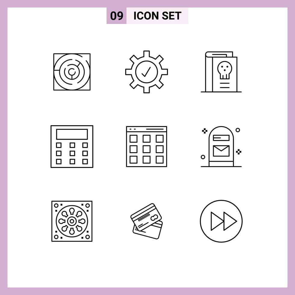 User Interface Pack of 9 Basic Outlines of interface math book engineering legend Editable ...