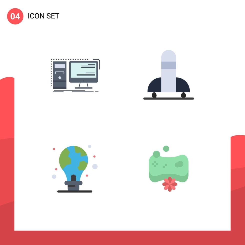 User Interface Pack of 4 Basic Flat Icons of computer protection ...