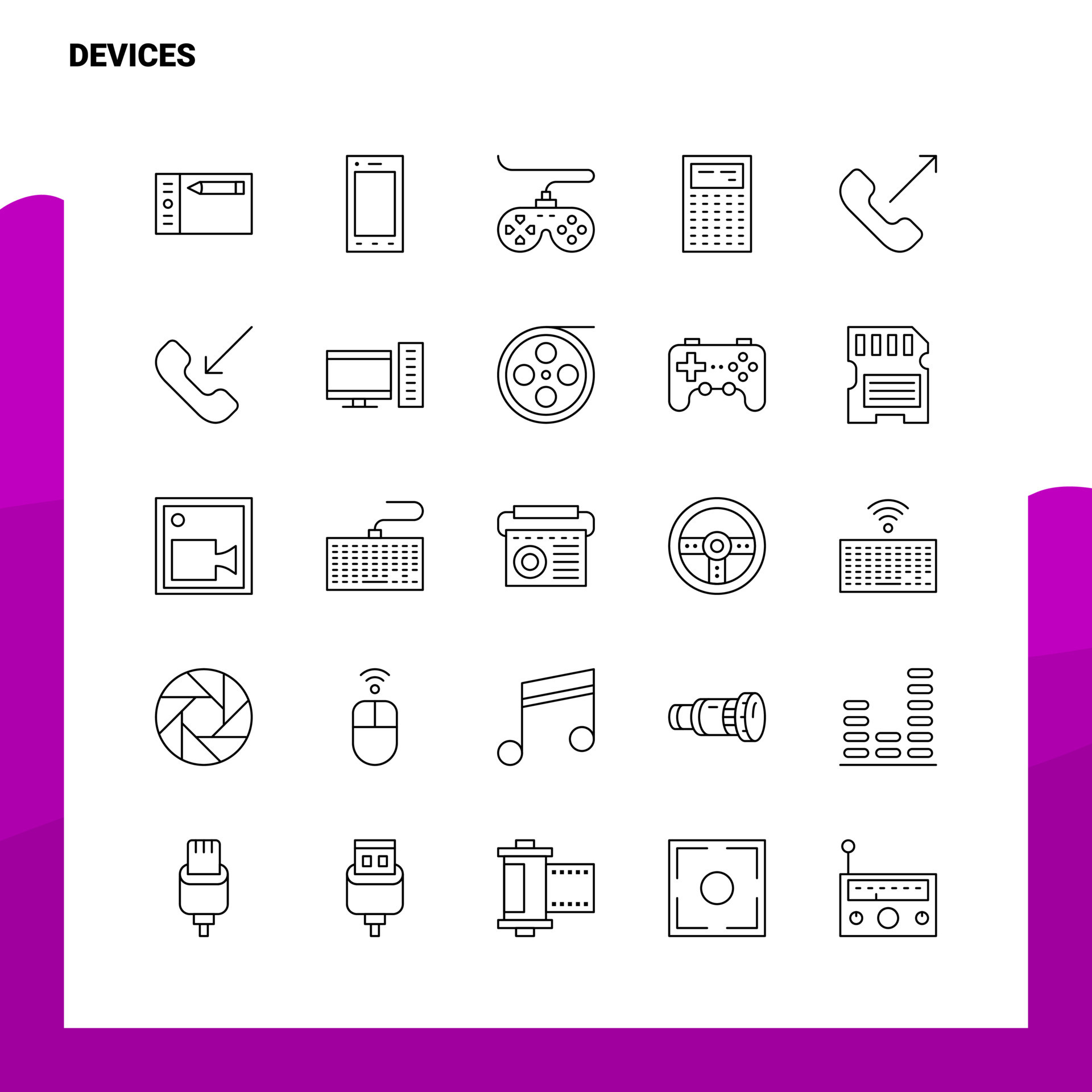 Set Of Devices Line Icon Set 25 Icons Vector Minimalism Style Design Black Icons Set Linear