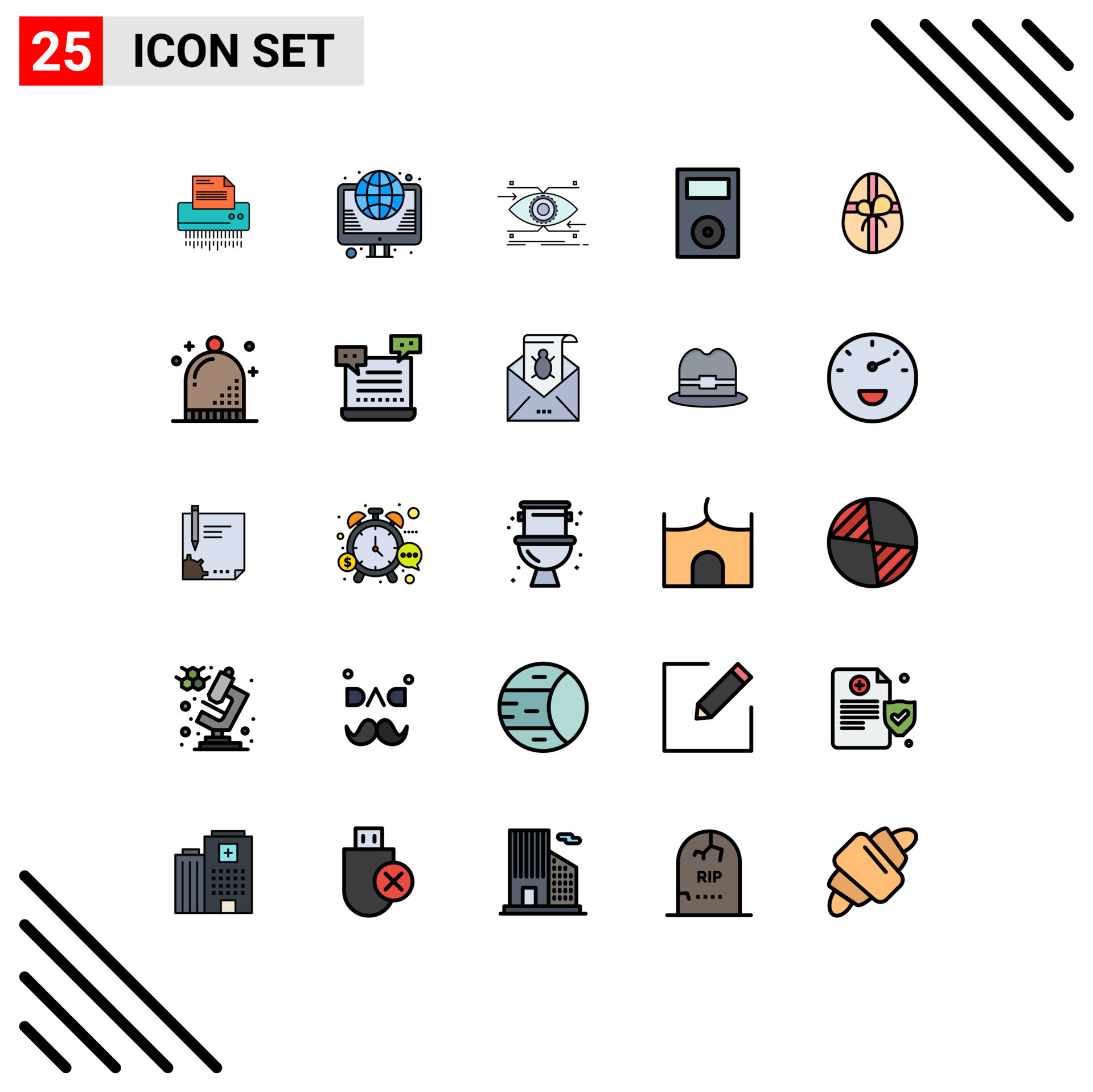 25 User Interface Filled Line Flat Color Pack Of Modern Signs And Symbols Of Devices Looking