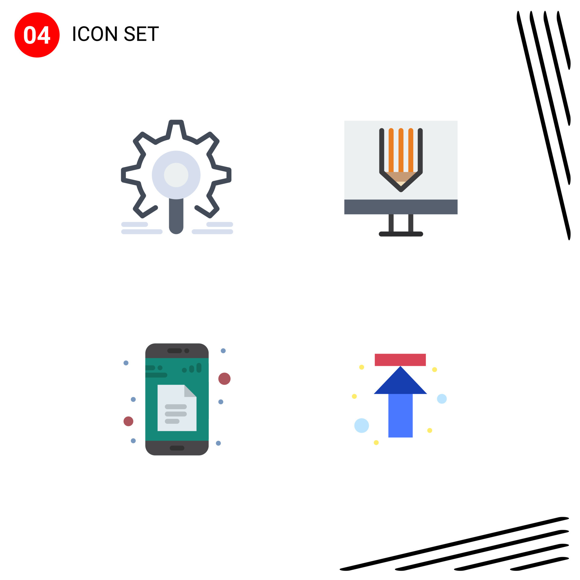 Universal Icon Symbols Group of 4 Modern Flat Icons of engine ...