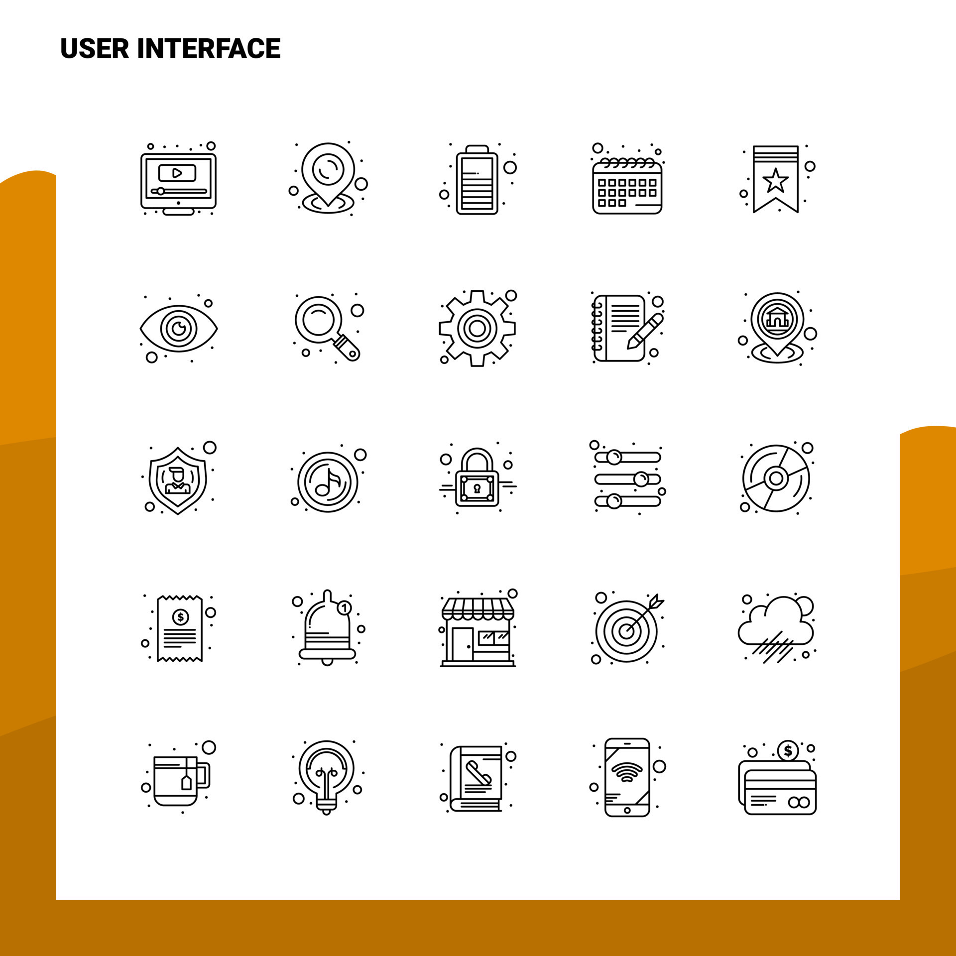 Set Of User Interface Line Icon Set 25 Icons Vector Minimalism Style Design Black Icons Set