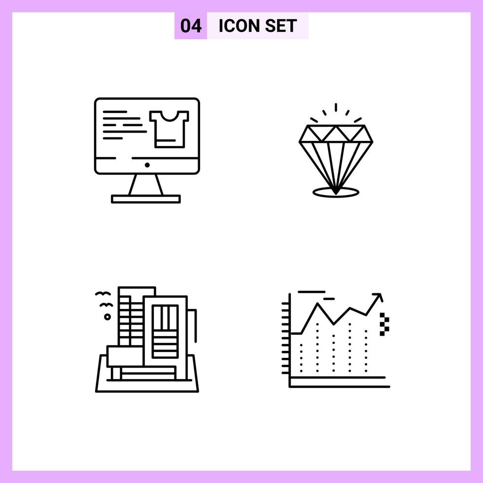 4 Icons In Line Style Outline Symbols On White Background Creative Vector Signs For Web Mobile