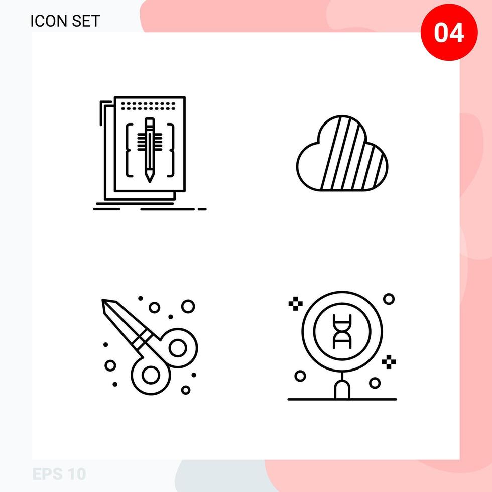 Vector Pack of 4 Icons in Line Style. Creative Outline Pack isolated on ...