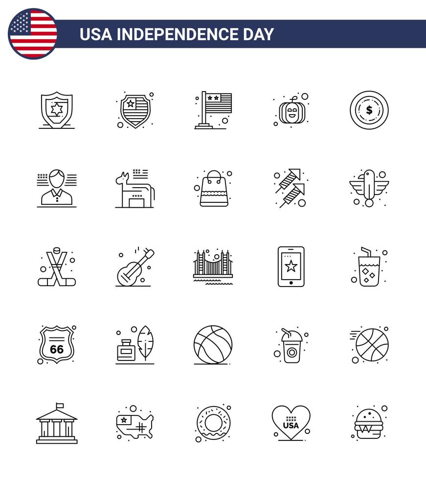 25 Iconos Creativos De Estados Unidos Signos De Independencia Modernos Y Símbolos Del 4 De Julio