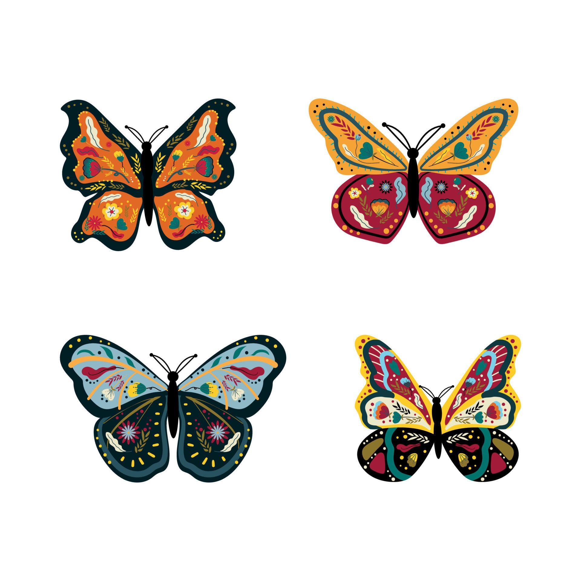 Set of Butterflies and with Patterns 15006971 Vector Art at Vecteezy