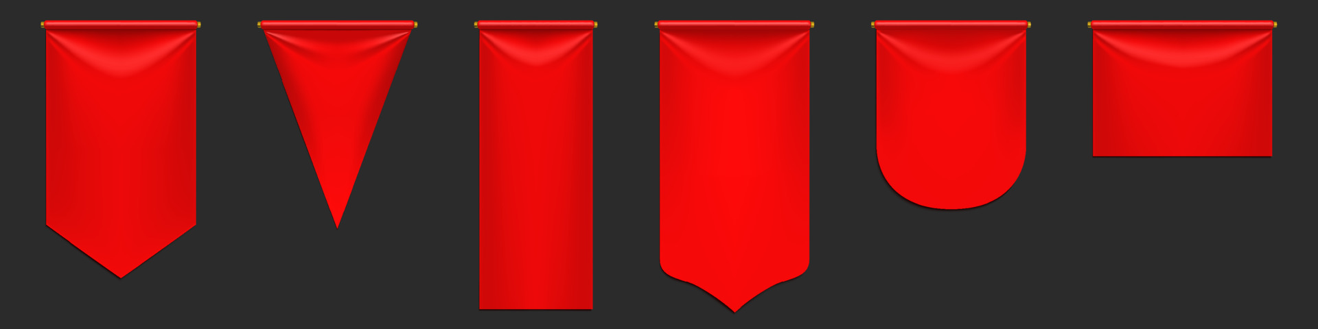 Red pennant flags mockup, blank hanging banners 15007788 Vector Art at ...