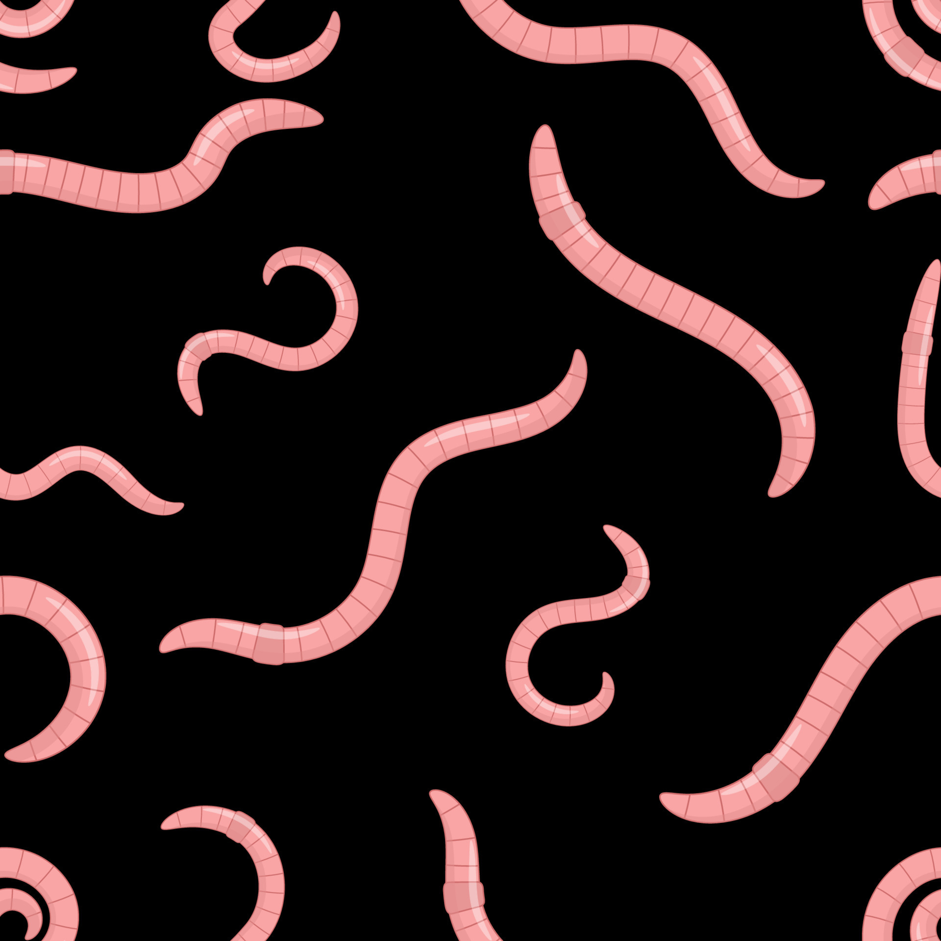 Seamless Pattern With Earthworms Pattern With Worms On A Black Background 15007908 Vector Art