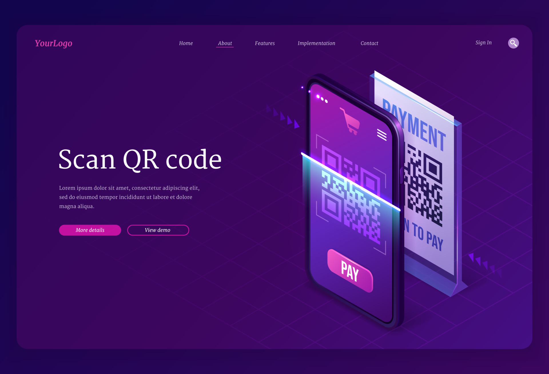 Scan Qr Code Verification Service Isometric Banner 15008116 Vector Art At Vecteezy